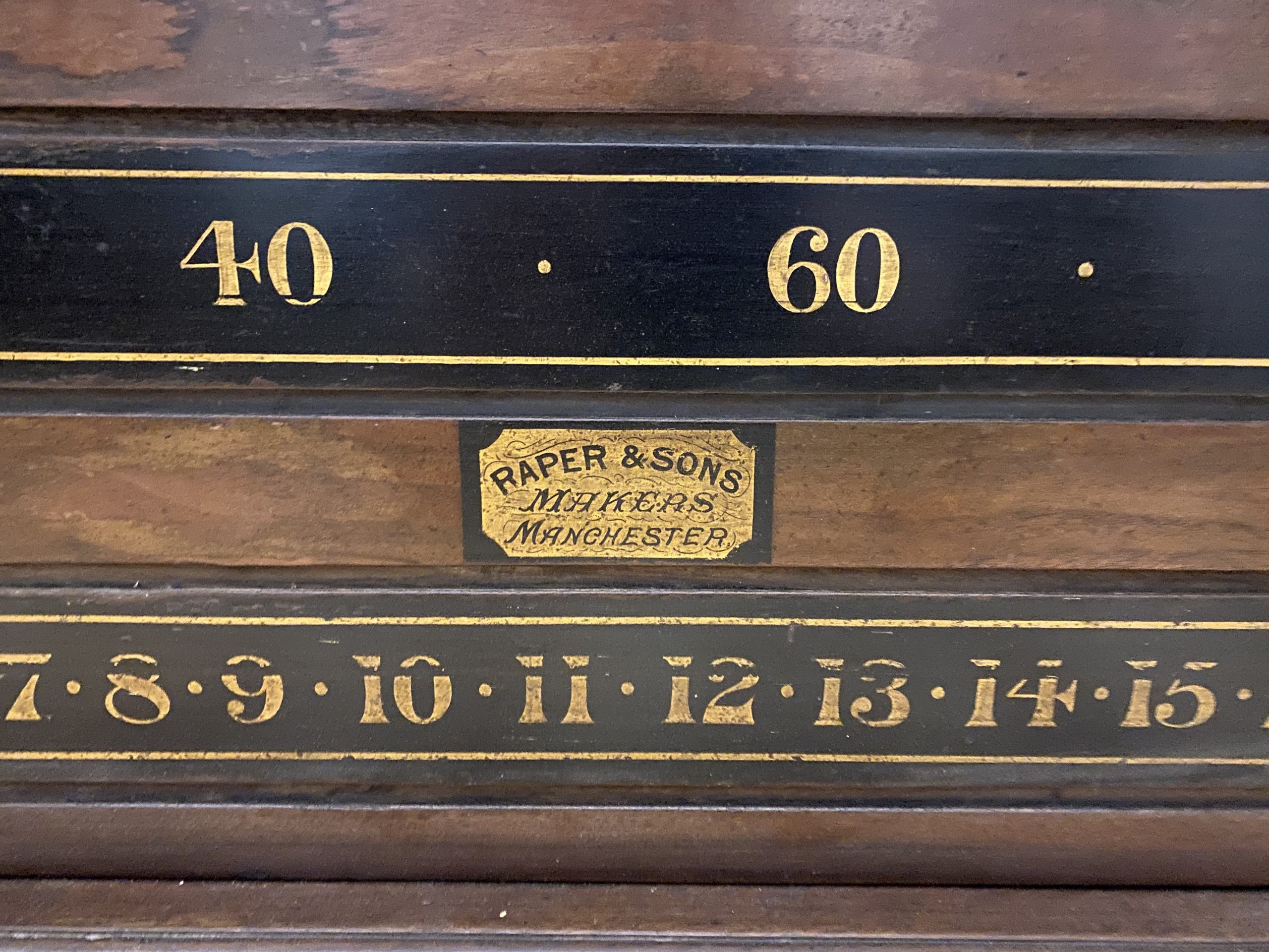 Antique Victorian Raper & Sons mahogany scoreboard - John Bennett Billiards