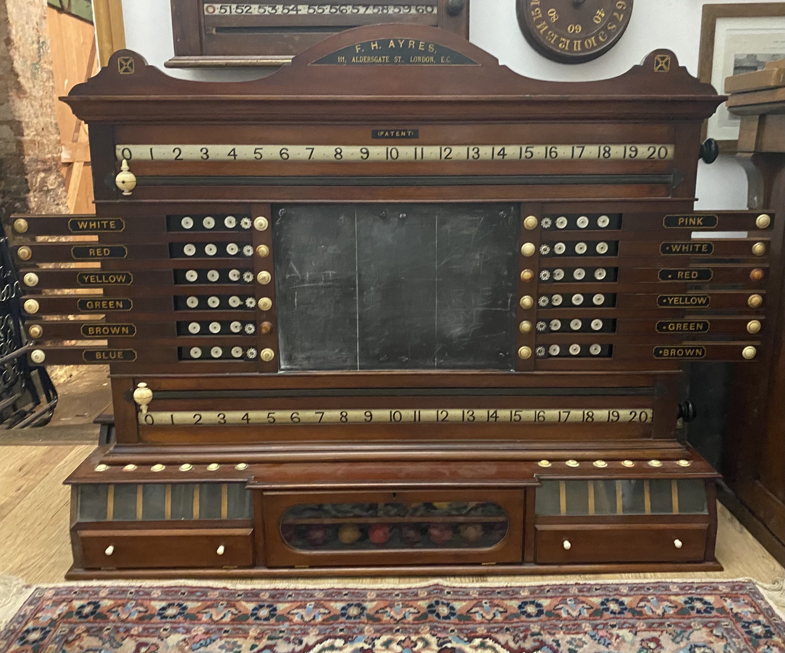 F.H. Ayres Life pool scoreboard and ball tray - John Bennett Billiards