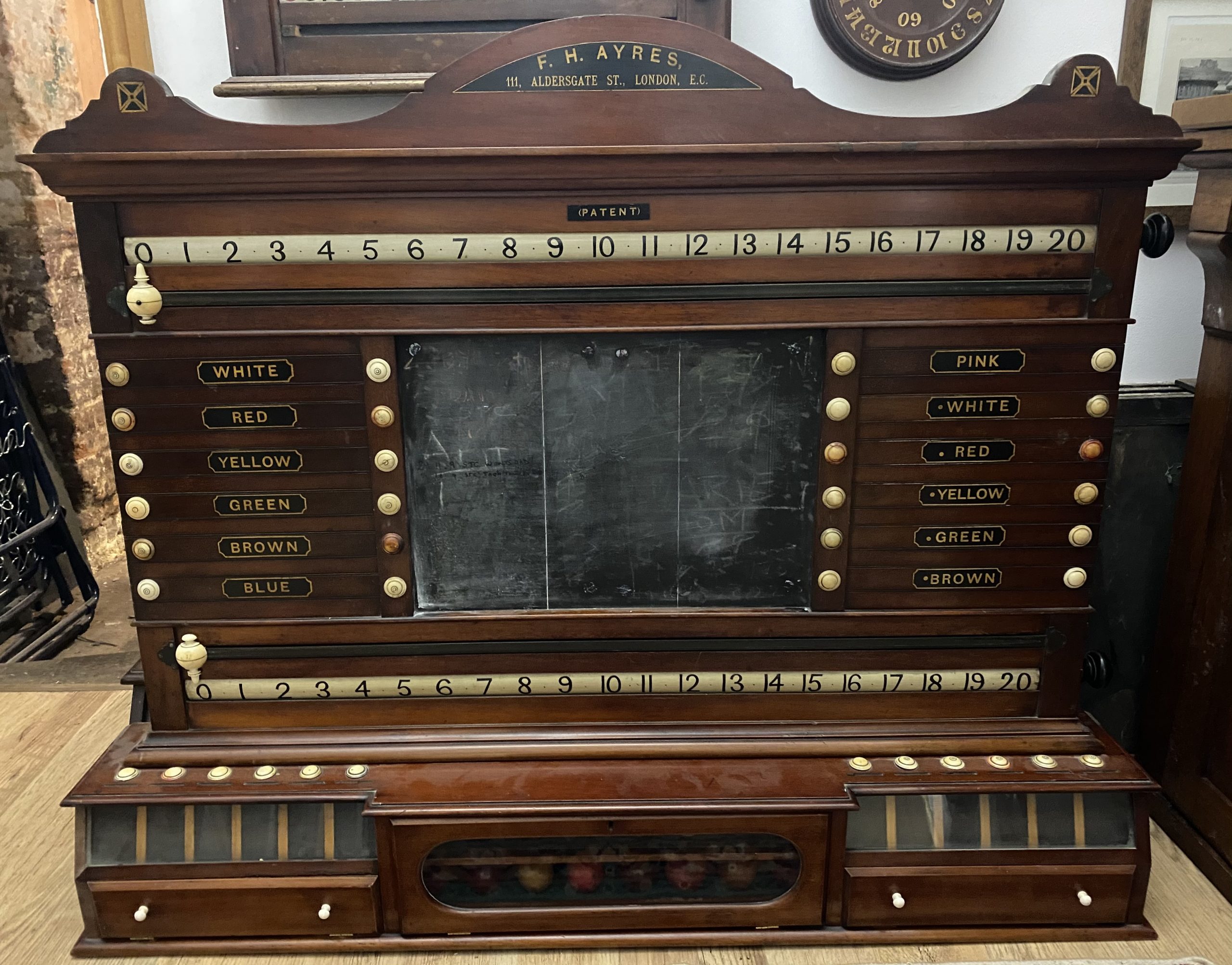 F.H. Ayres Life pool scoreboard and ball tray - John Bennett Billiards
