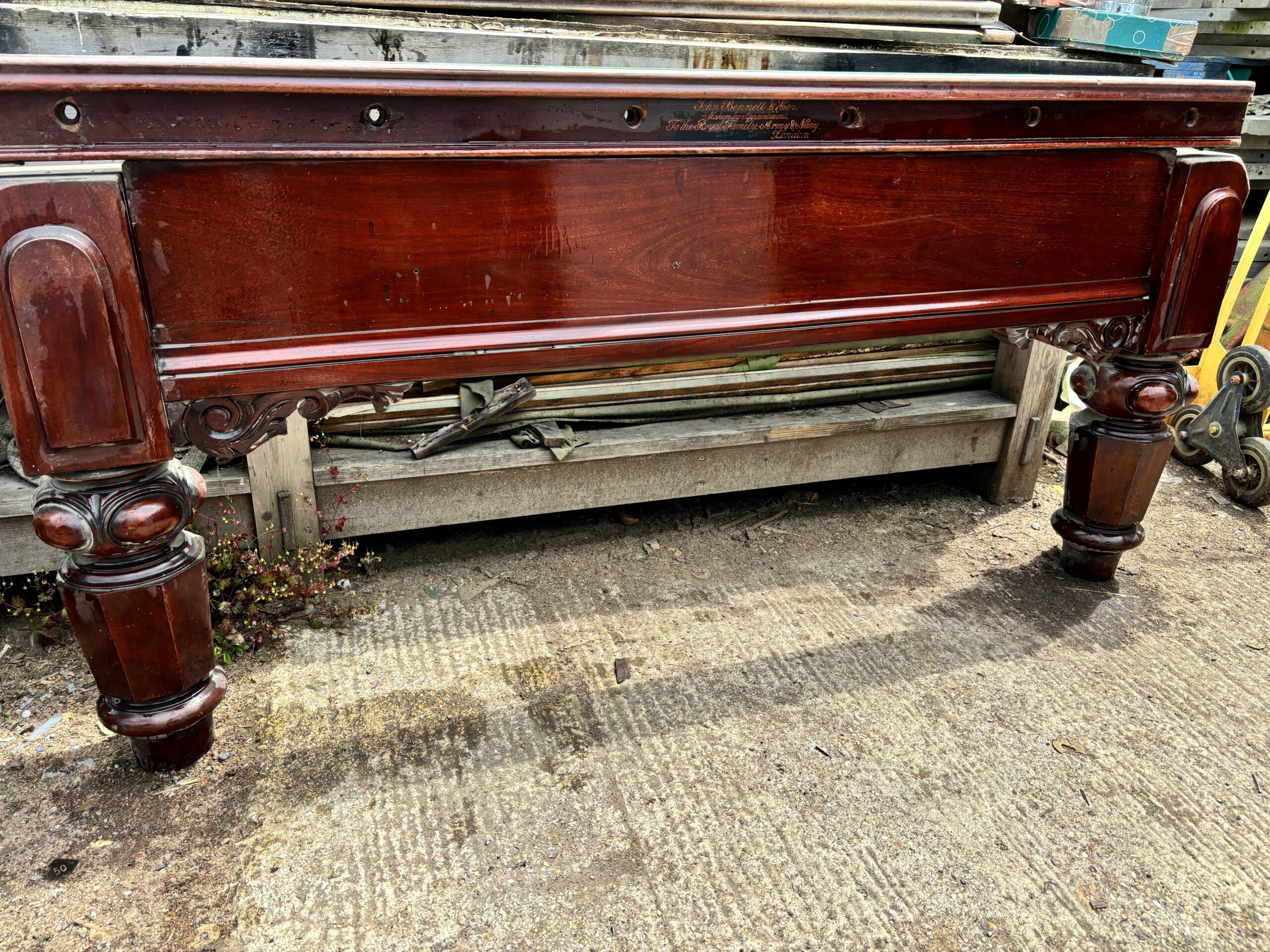 Antique Victorian John Bennett Mahogany 12ft table - John Bennett Billiards