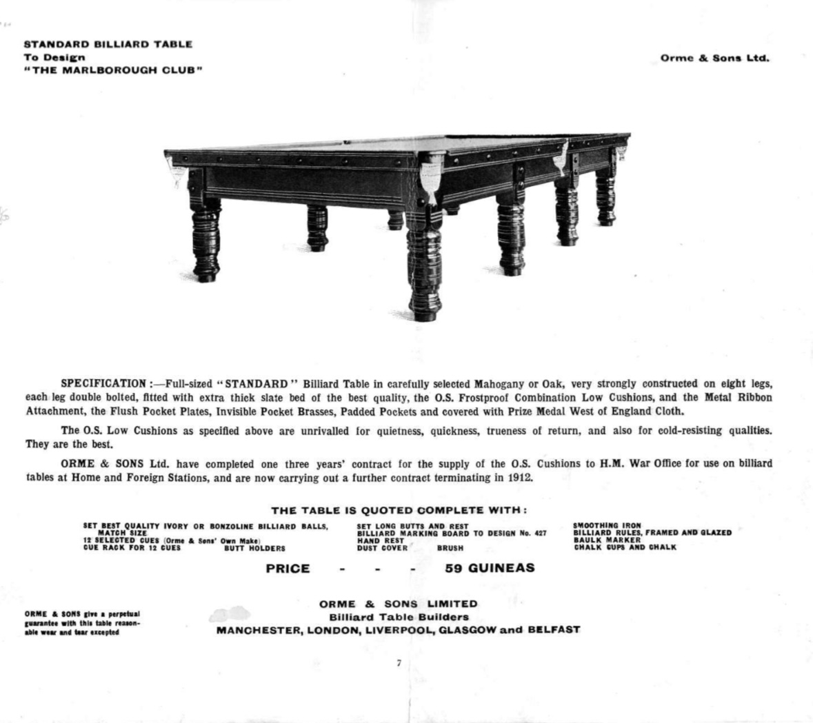 Edwardian Orme & Son oak 12ft table - John Bennett Billiards