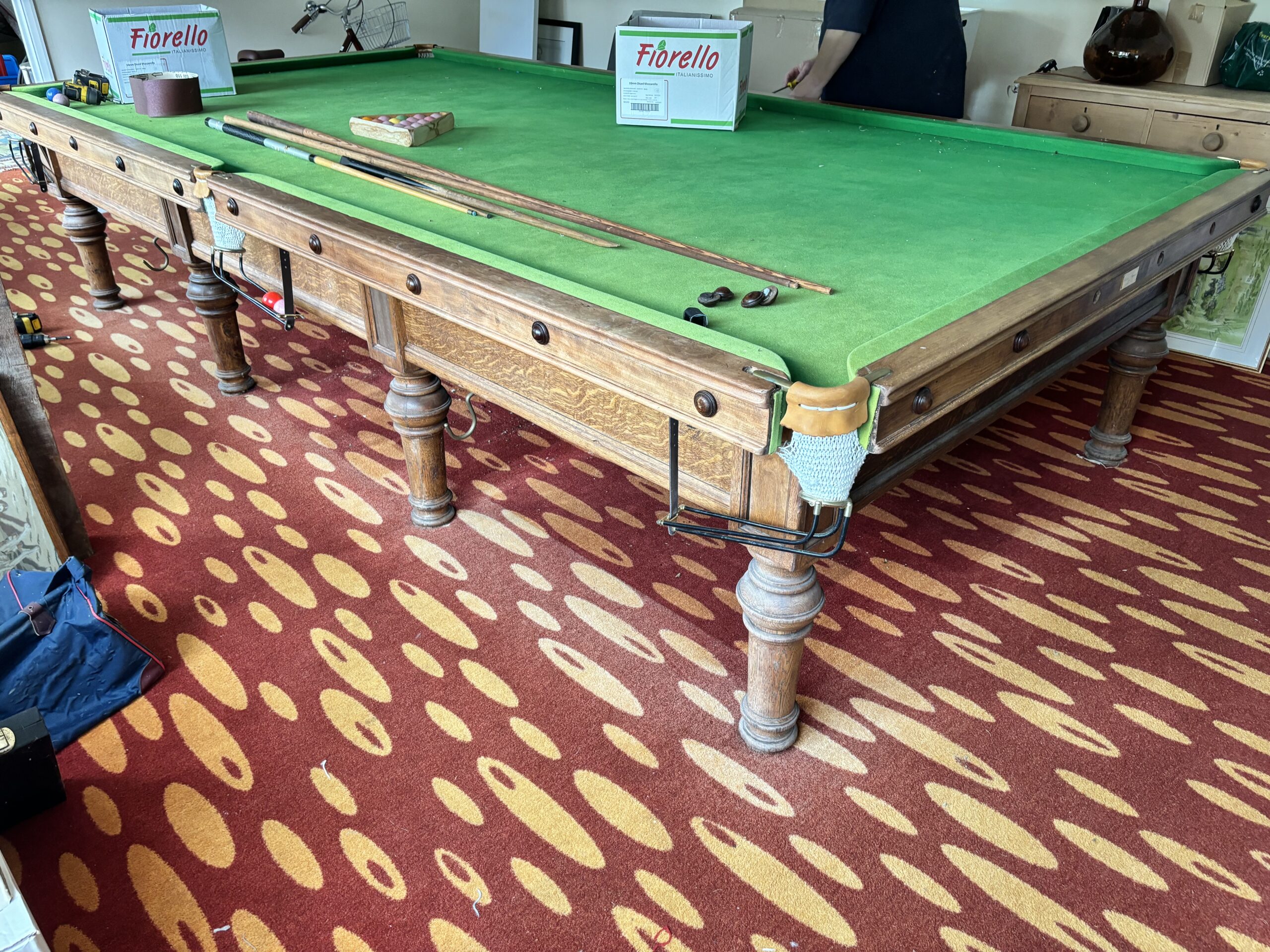 Antique Victorian Oak Thurston 12ft table - John Bennett Billiards