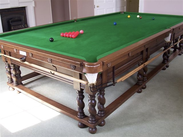 12ft Edwardian Oak Thurston 12ft table Jacobean - John Bennett Billiards